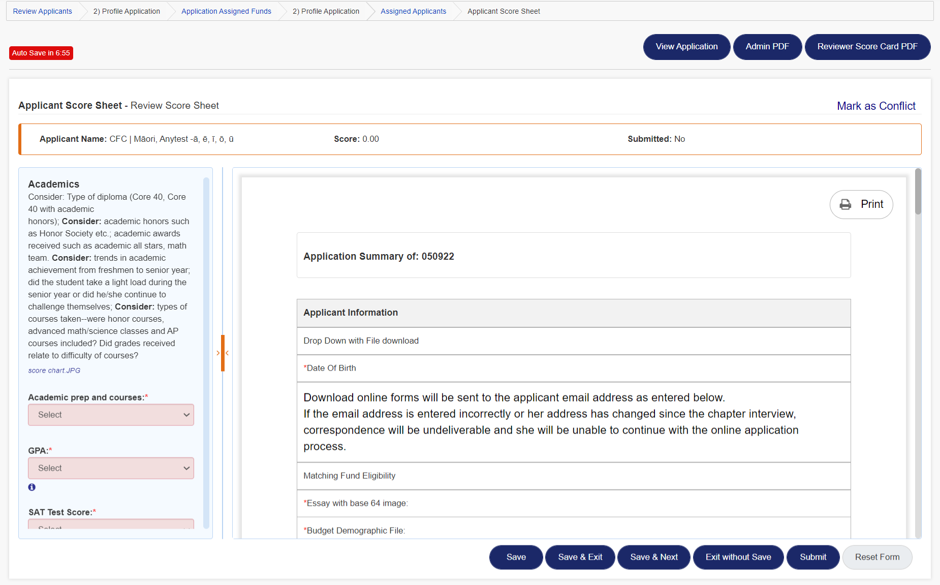 5. Reviewing the Applicant’s Application and Completing Task/Score ...