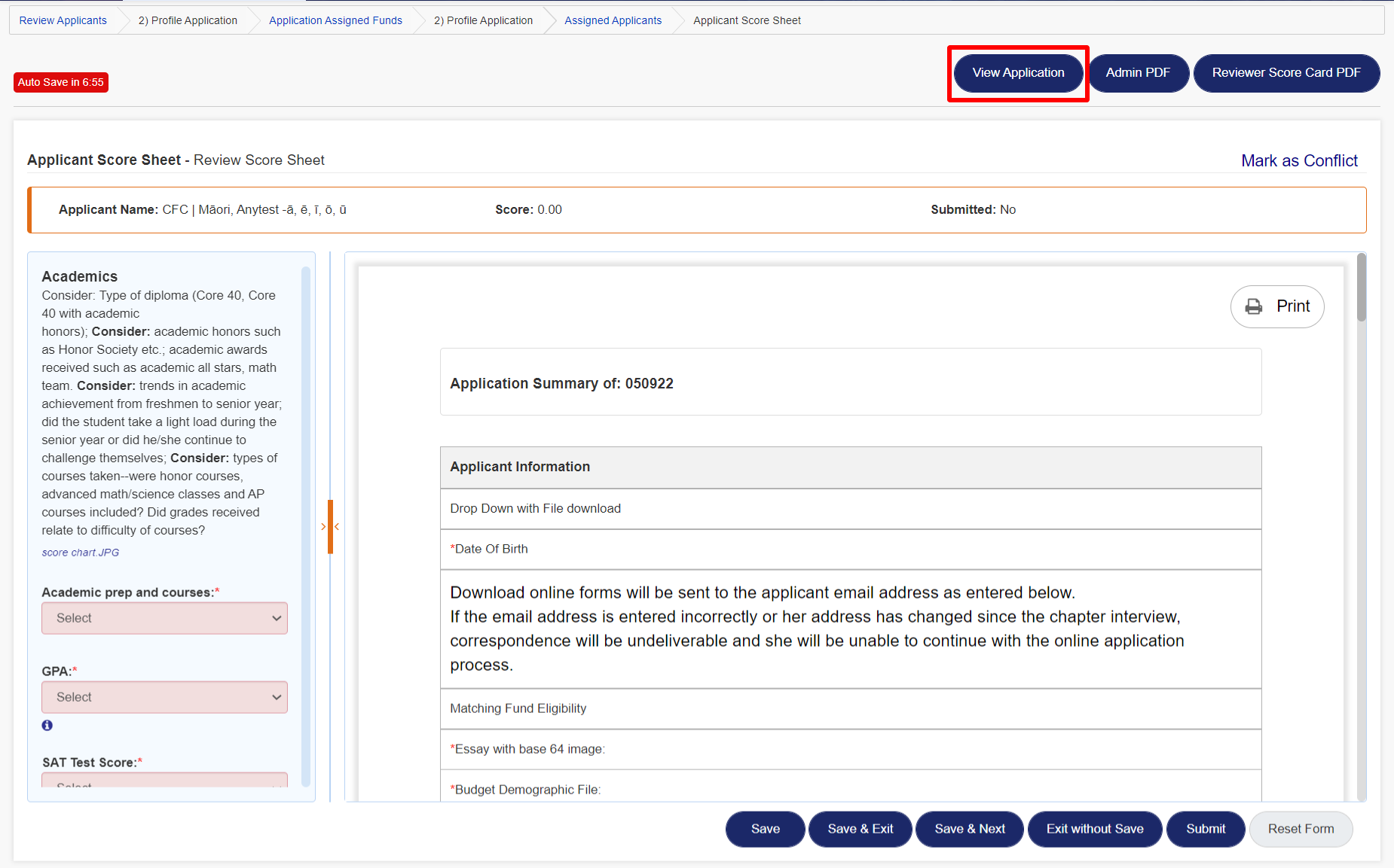 5. Reviewing the Applicant’s Application and Completing Task/Score ...