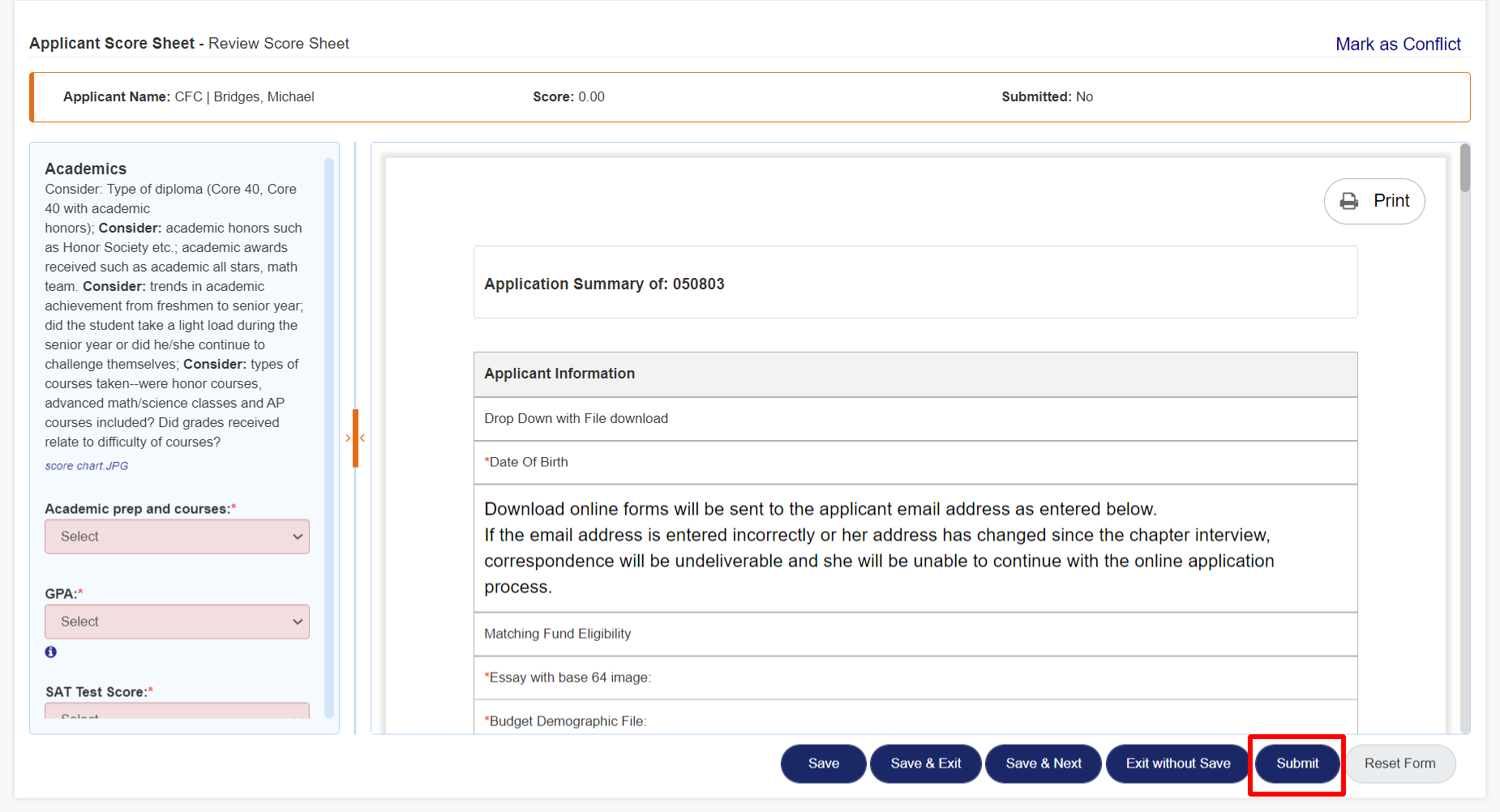 7. Submitting Your Applicant Scores – CommunityForce