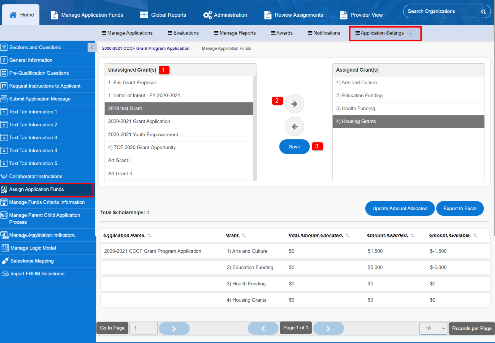 Associate a Funding Source to an Application - One Application with ...
