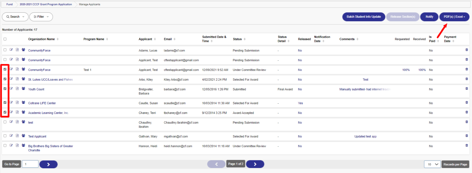 Manage Applicants Export The Applicant Status Report To Excel