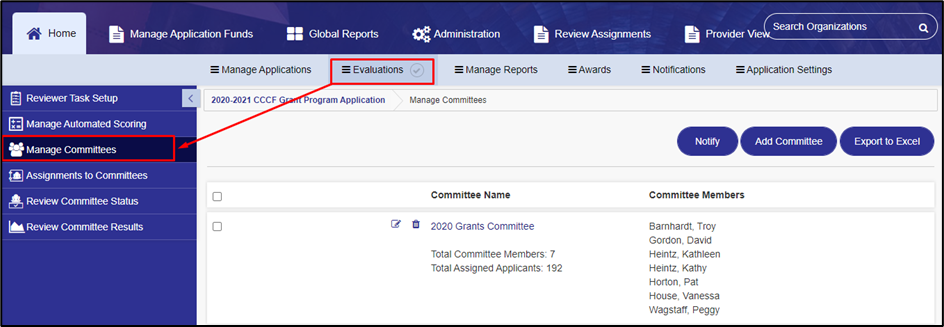 Manage Committees - Overview of the Manage Committees Listing ...