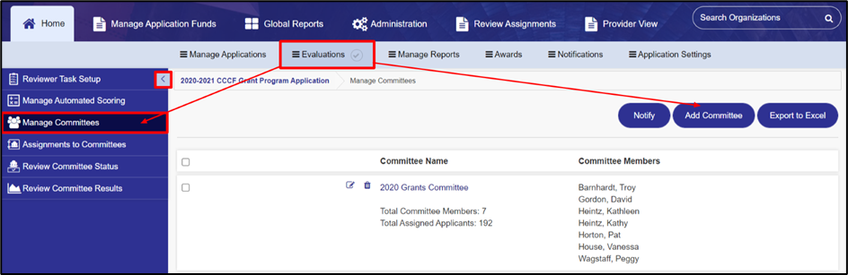 Manage Committees - Create a New Committee – CommunityForce