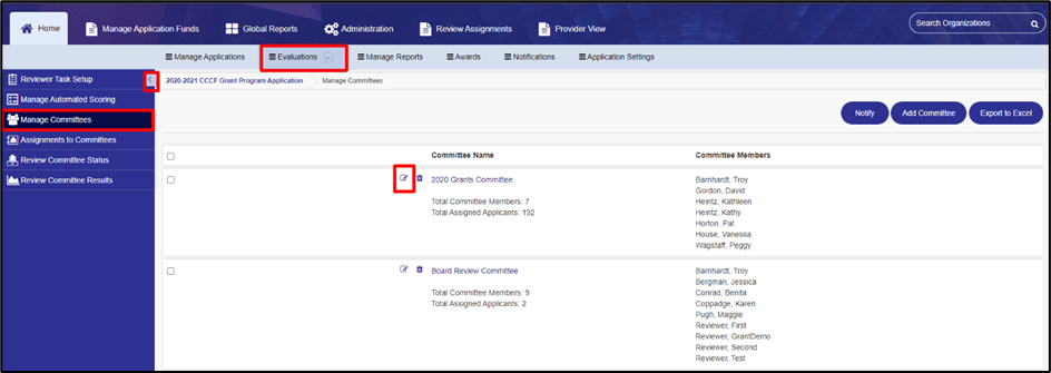 Manage Committees - Edit a Committee – CommunityForce