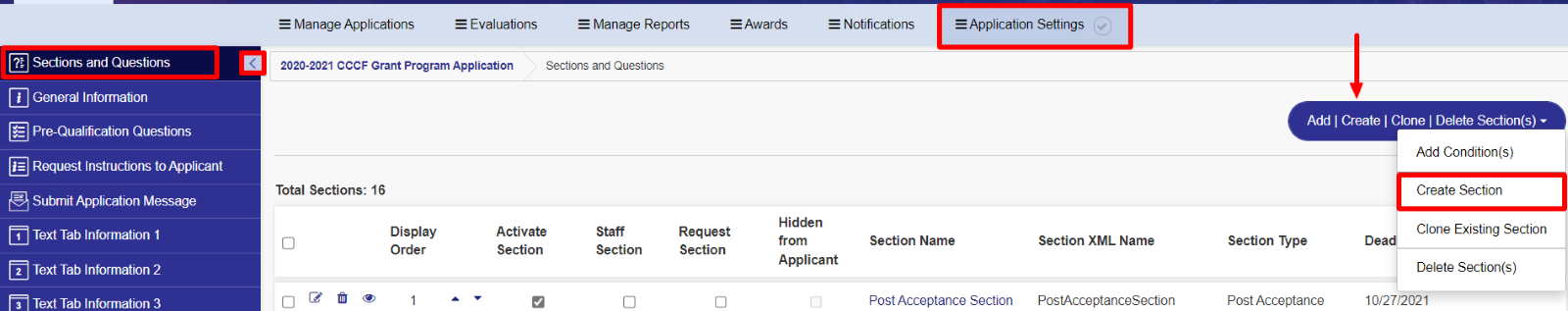 Creating Sections - Add a New Section – CommunityForce